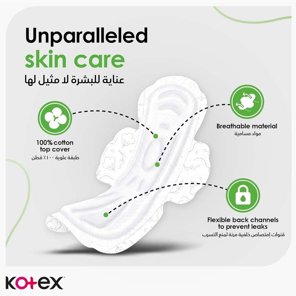 Kotex Natural Maxi Protection Super 100 Cotton 26 Pads Asrarco Store