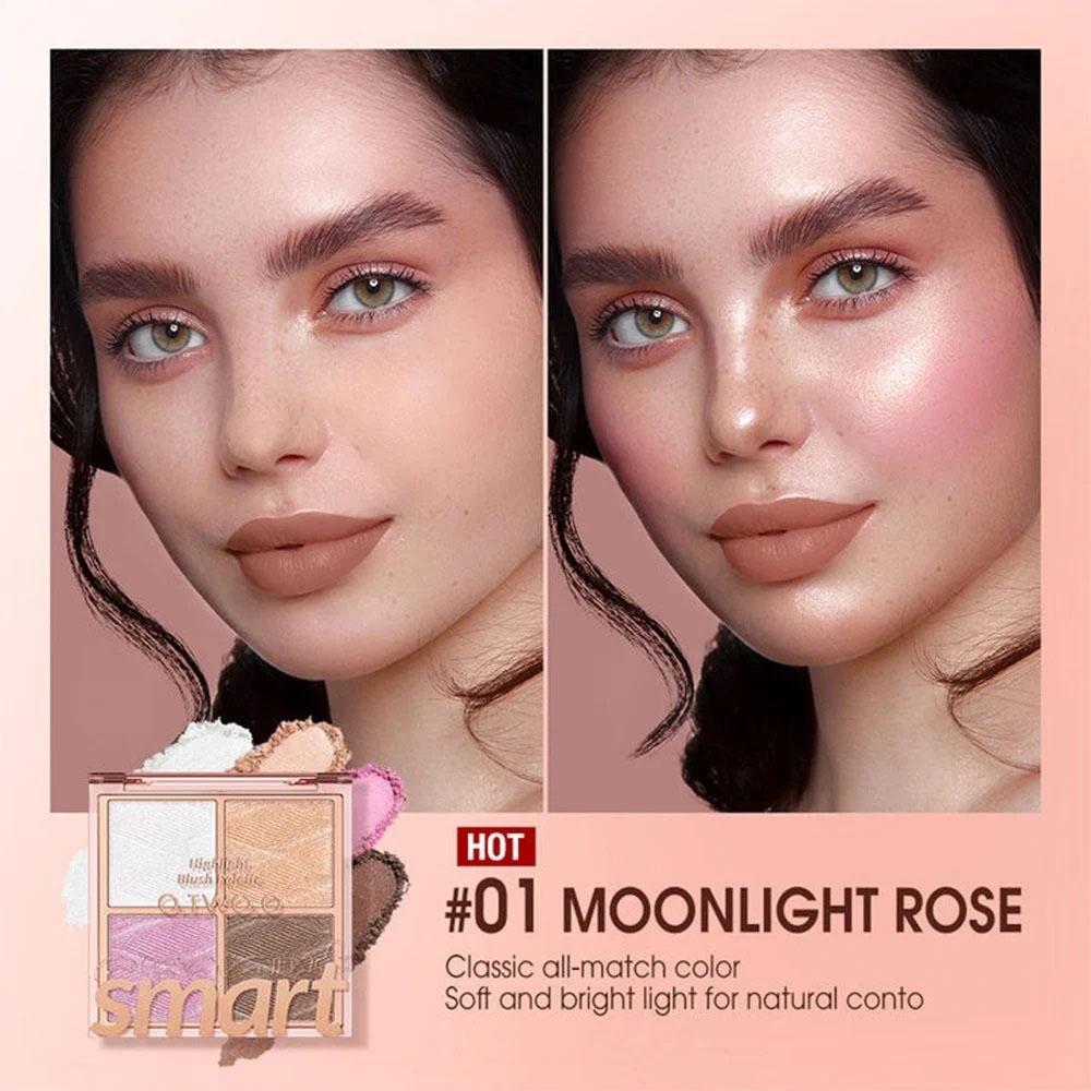 O.TWO.O Smart Highlight Blush Palette 01 Moonlight Rose 11 Gm Asrarco Store