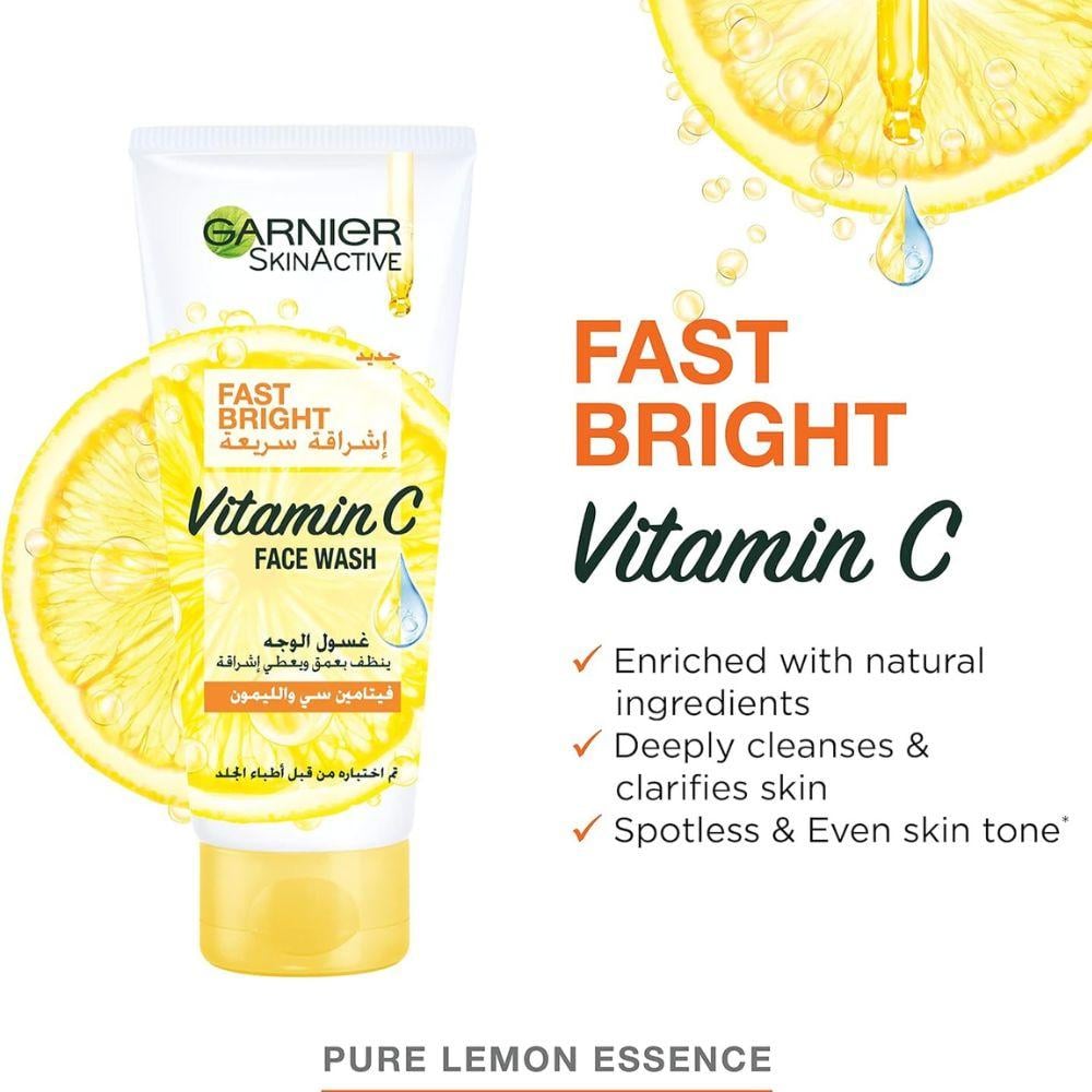 Garnier Skin Active Instant Brightening Face Wash with Vitamin C Pure Lemon Extract 100ml my party for beauty