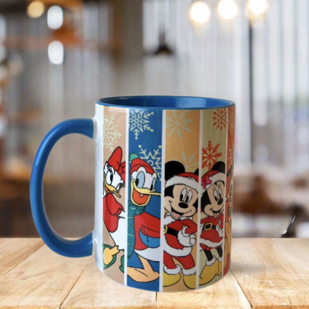 Disney Ceramic Mug Mickey Mouse Characters Winter Blue 325 ml 11 oz Hend Printing